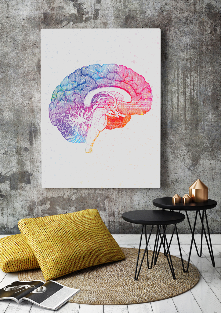 Brain’s Lateral View Abstract Anatomy Art - MedArts | Medical Art Store