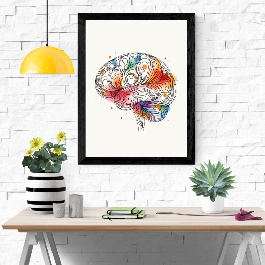 Brain’s Lateral View Abstract Anatomy Art - MedArts | Medical Art Store