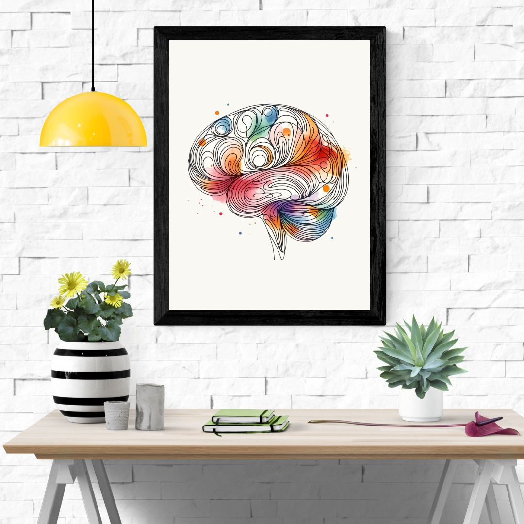 Watercolor Brain Anatomy Line Art - MedArts | Medical Art Store